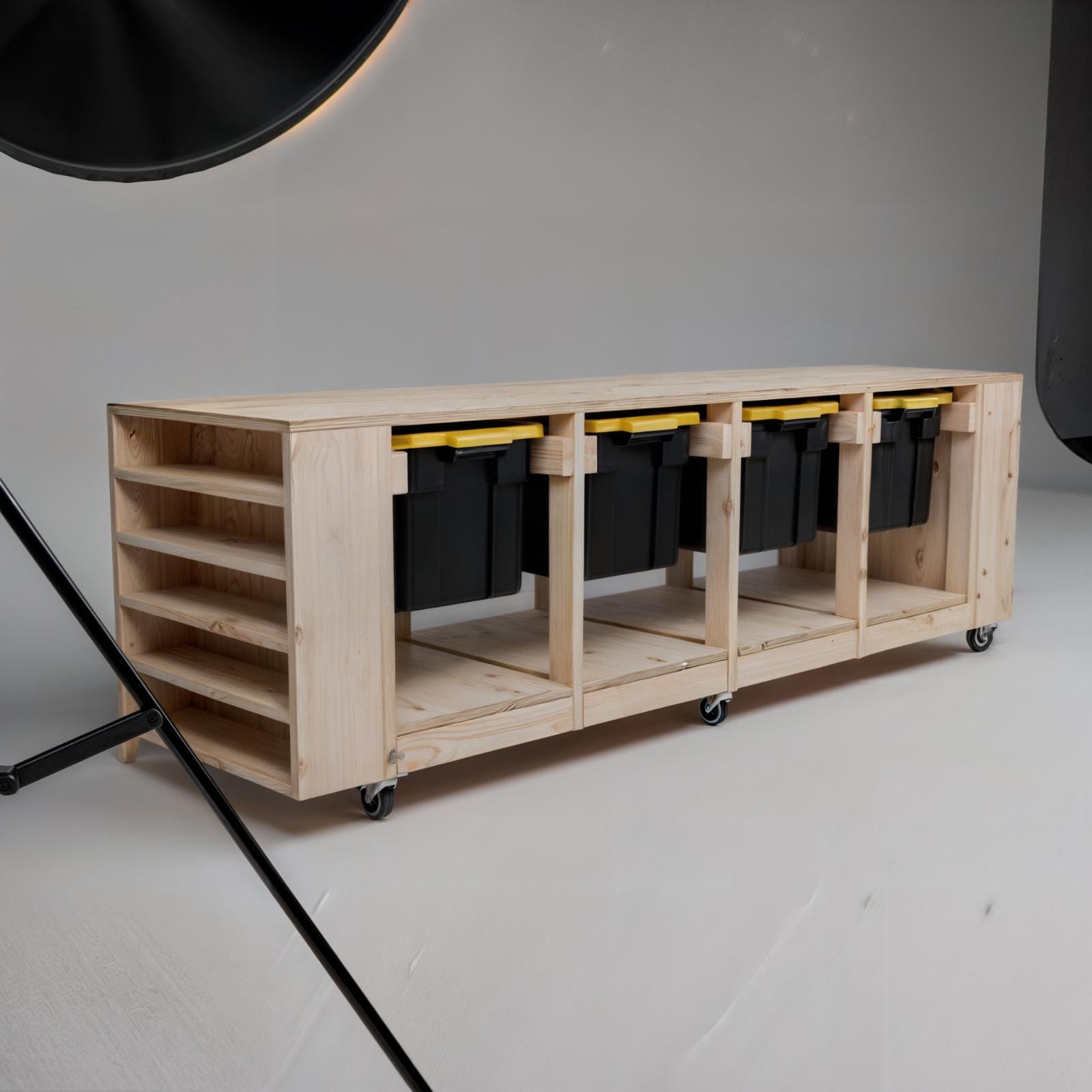 Tote Storage Work Bench | Wood Working Plans | Tote Storage | Storage ...