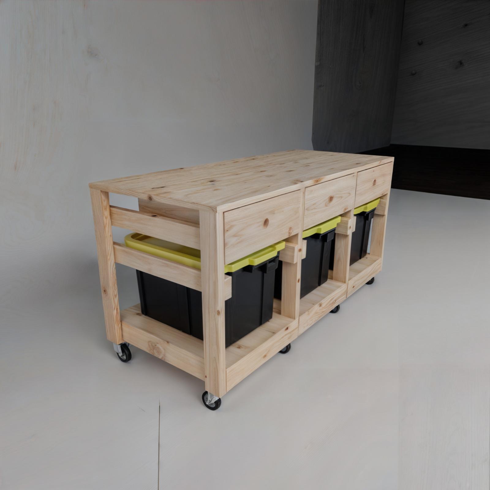 Tote Storage Shelves | Tote Storage | Workbench Plans | Wooden Tote ...
