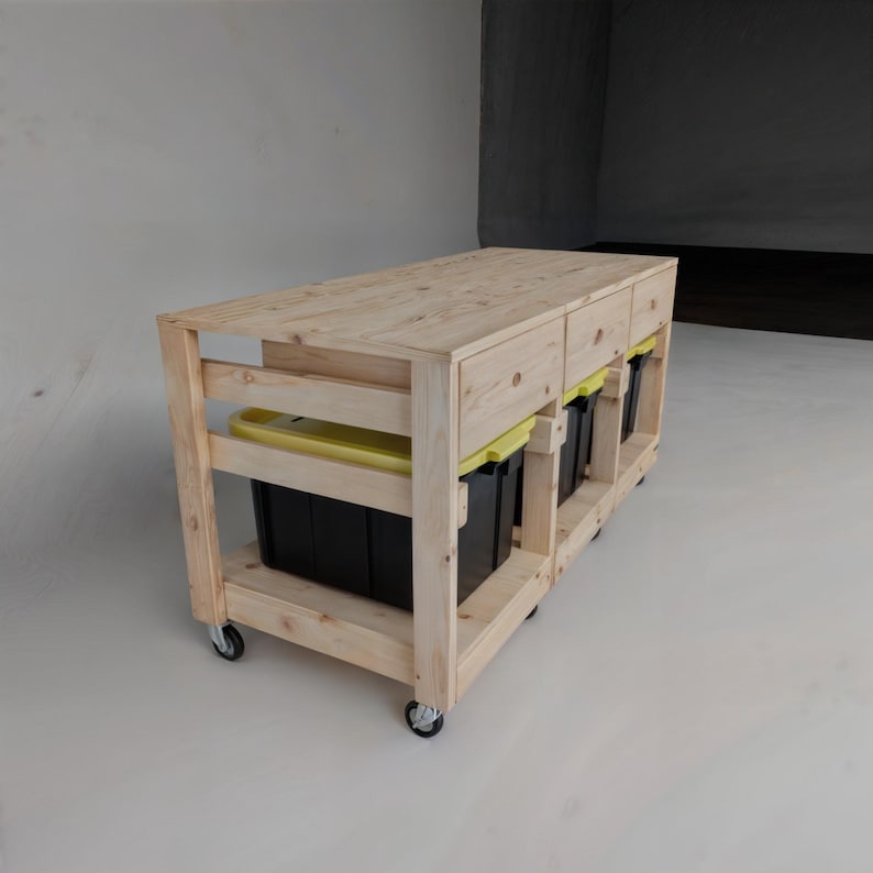 Tote Storage Shelves | Tote Storage | Workbench Plans | Wooden Tote ...