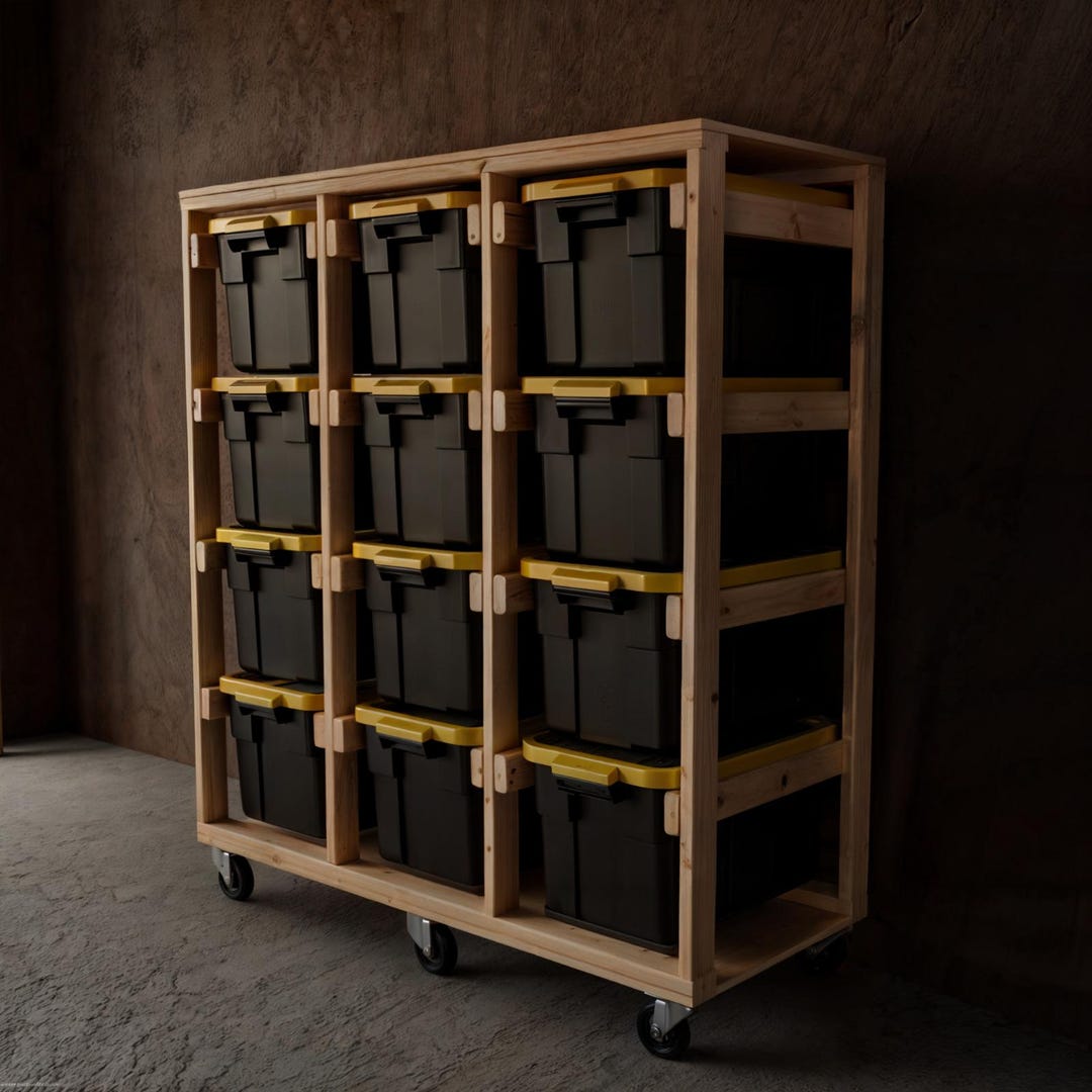 Tote Storage Work Bench | Rolling Tote Storage | Tote Storage | Tote ...