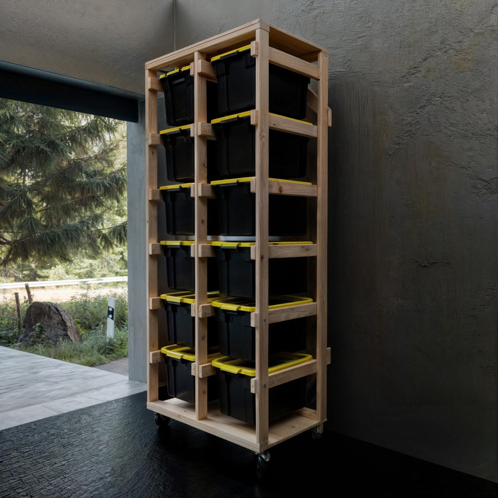 27 Gallon Tote Storage Plans | Tote Rack Plans | Garage Shelving | Tote ...