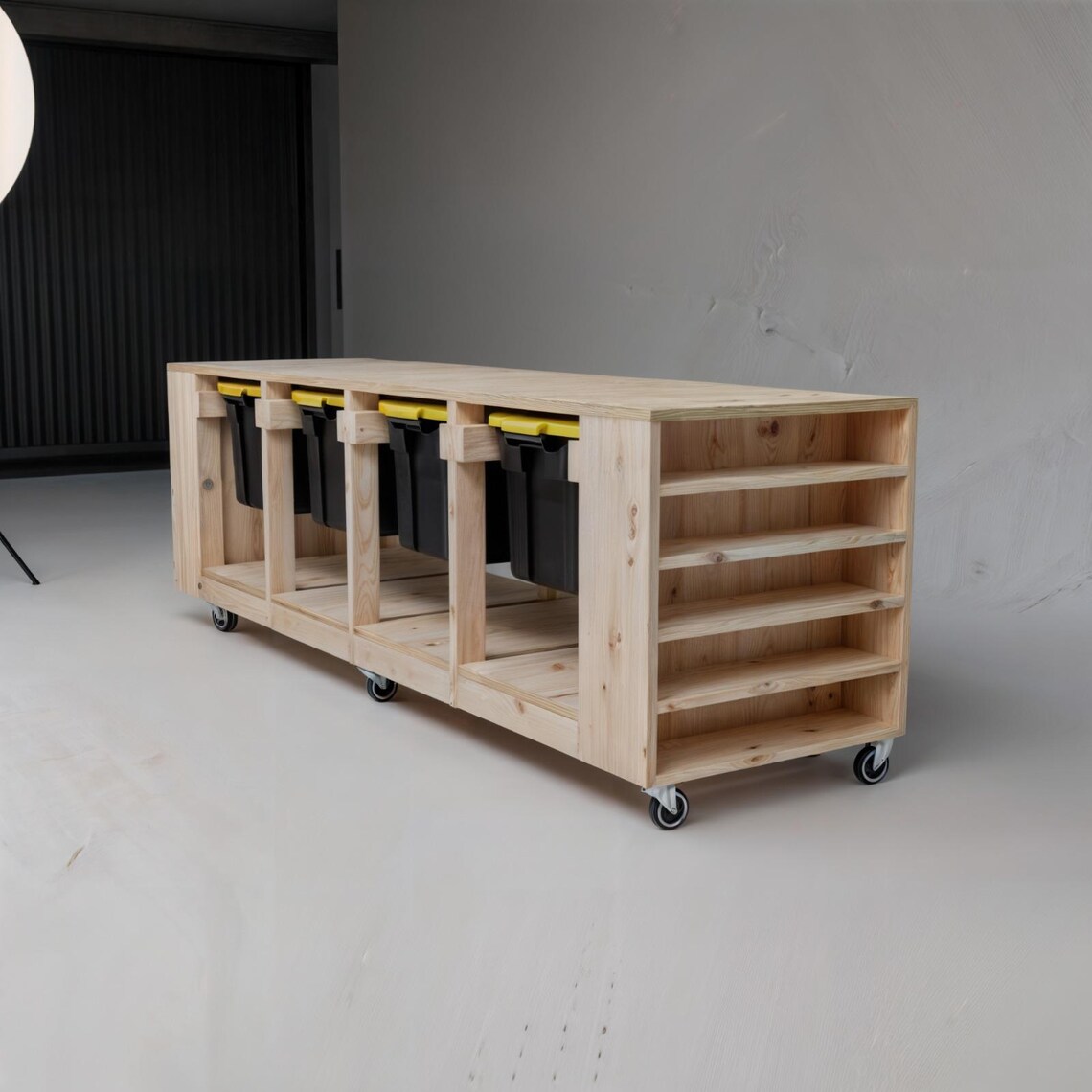 Tote Storage Work Bench | Wood Working Plans | Tote Storage | Storage ...