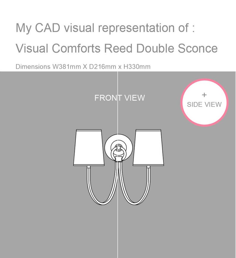 2D CAD Block in Plan, Front, Side and Back View of Visual Comfort's ...
