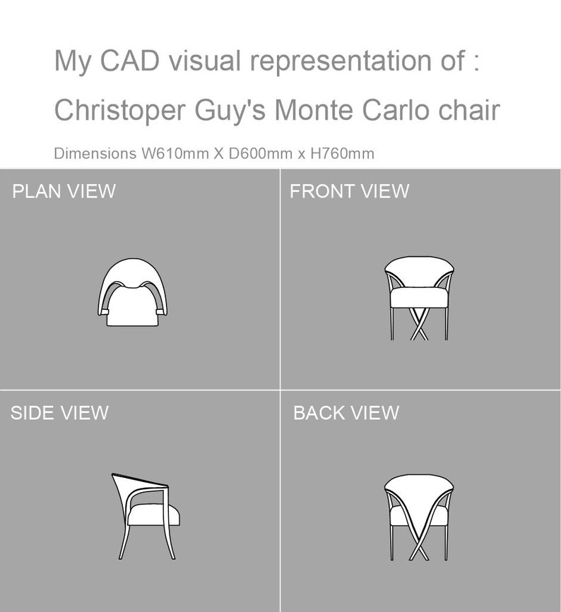 2D CAD Block in Plan, Front, Side and Back View of Christopher Guy's ...