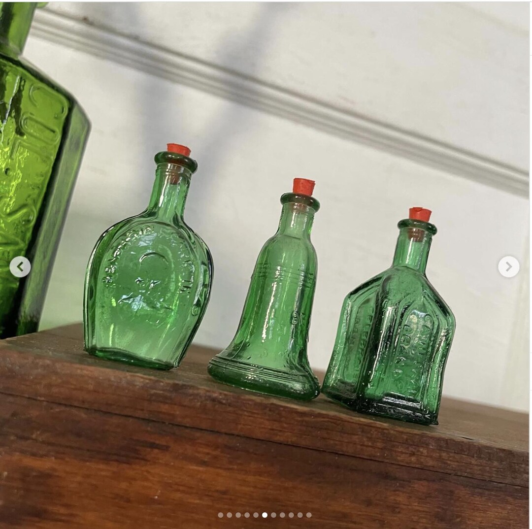 Vintage Miniature Wheaton Glass Bitters Bottles Amethyst Purple Blue ...