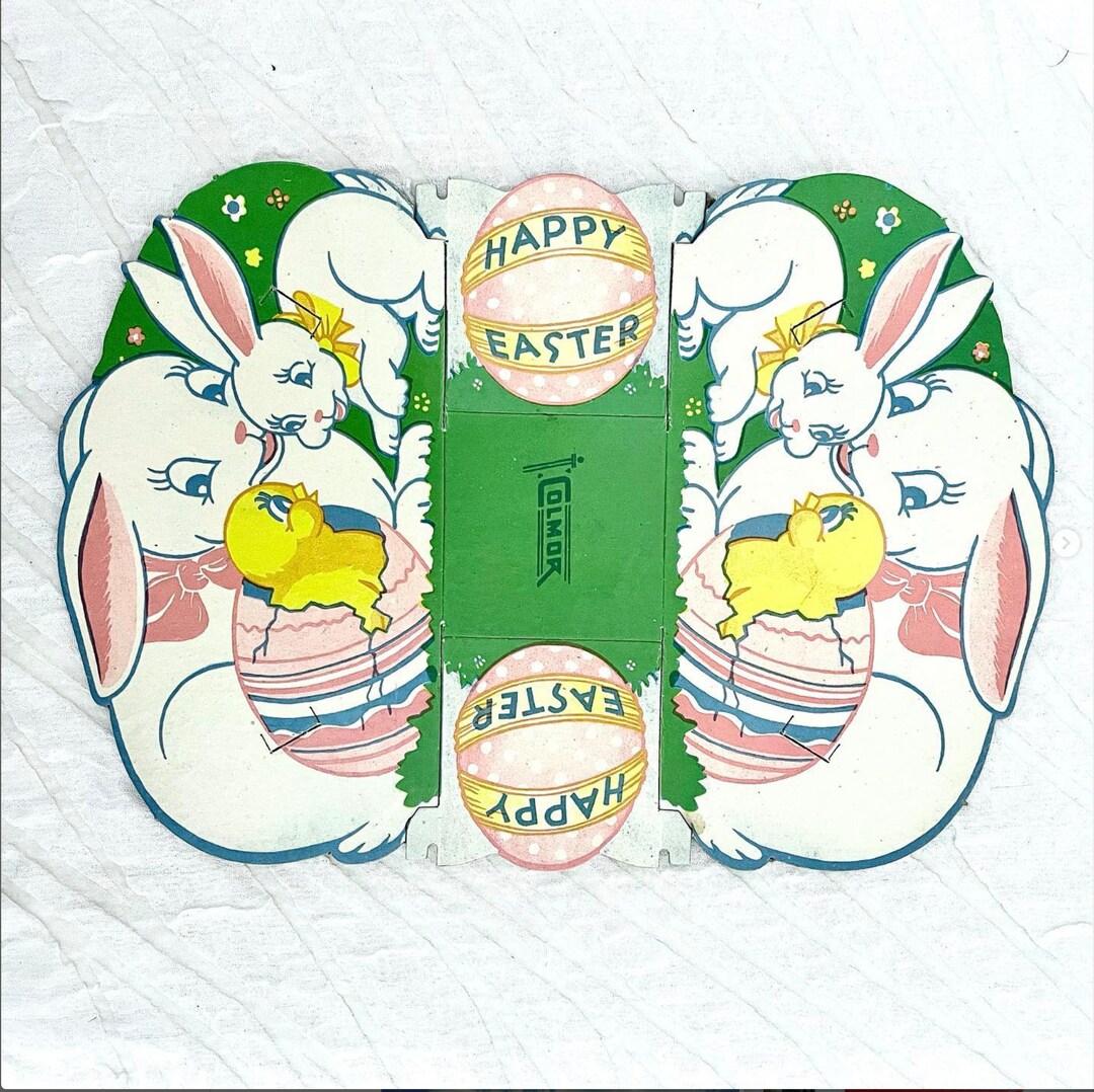 Vintage Happy Easter Bunny Candy Container Bunnies Rabbit Chick Egg ...