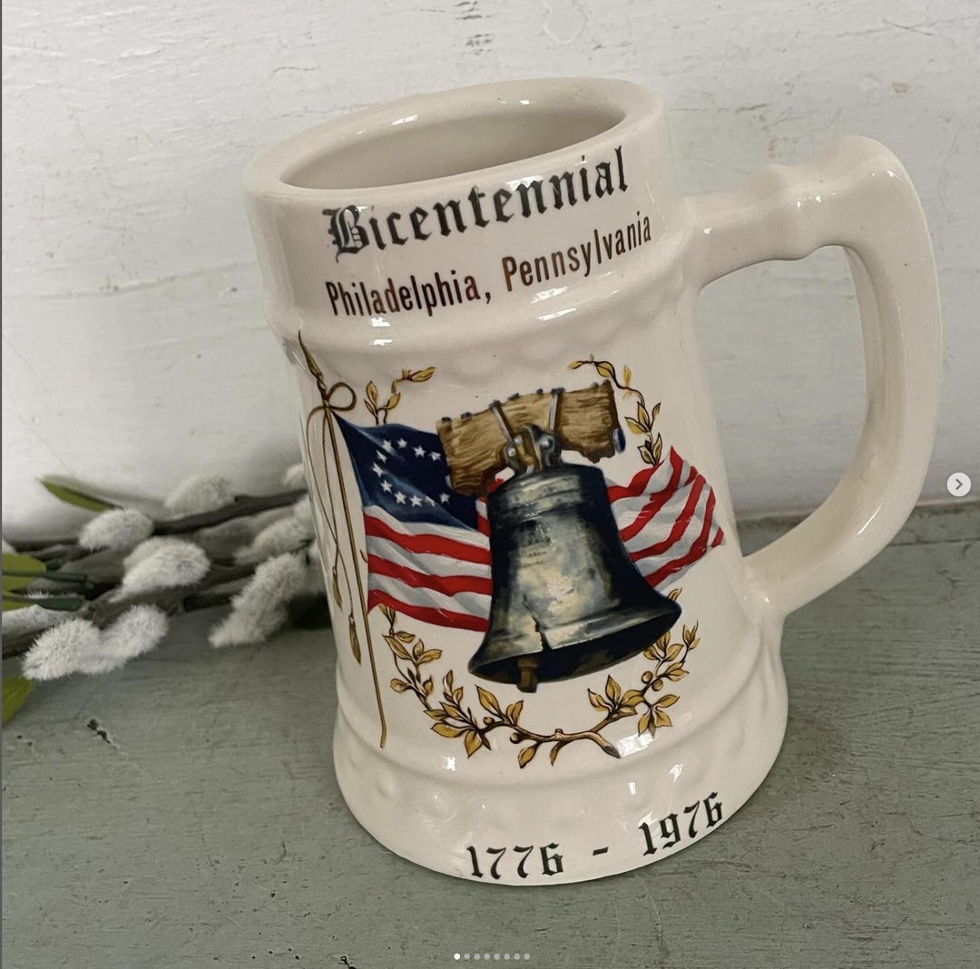 Vintage Bicentennial Philadelphia Mug Stein Large Ceramic Patriotic ...