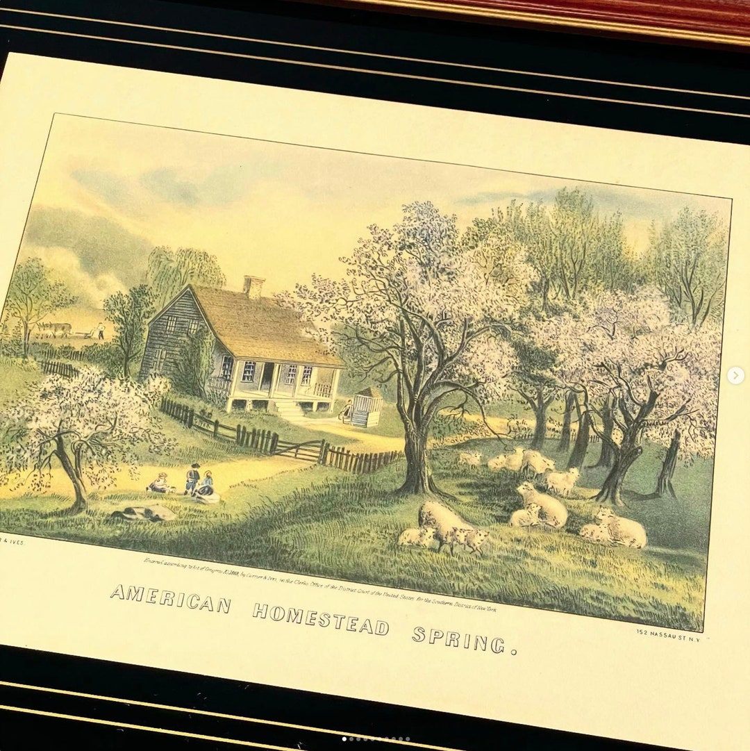 Vintage Currier & Ives American Homestead Spring Litho Print ...