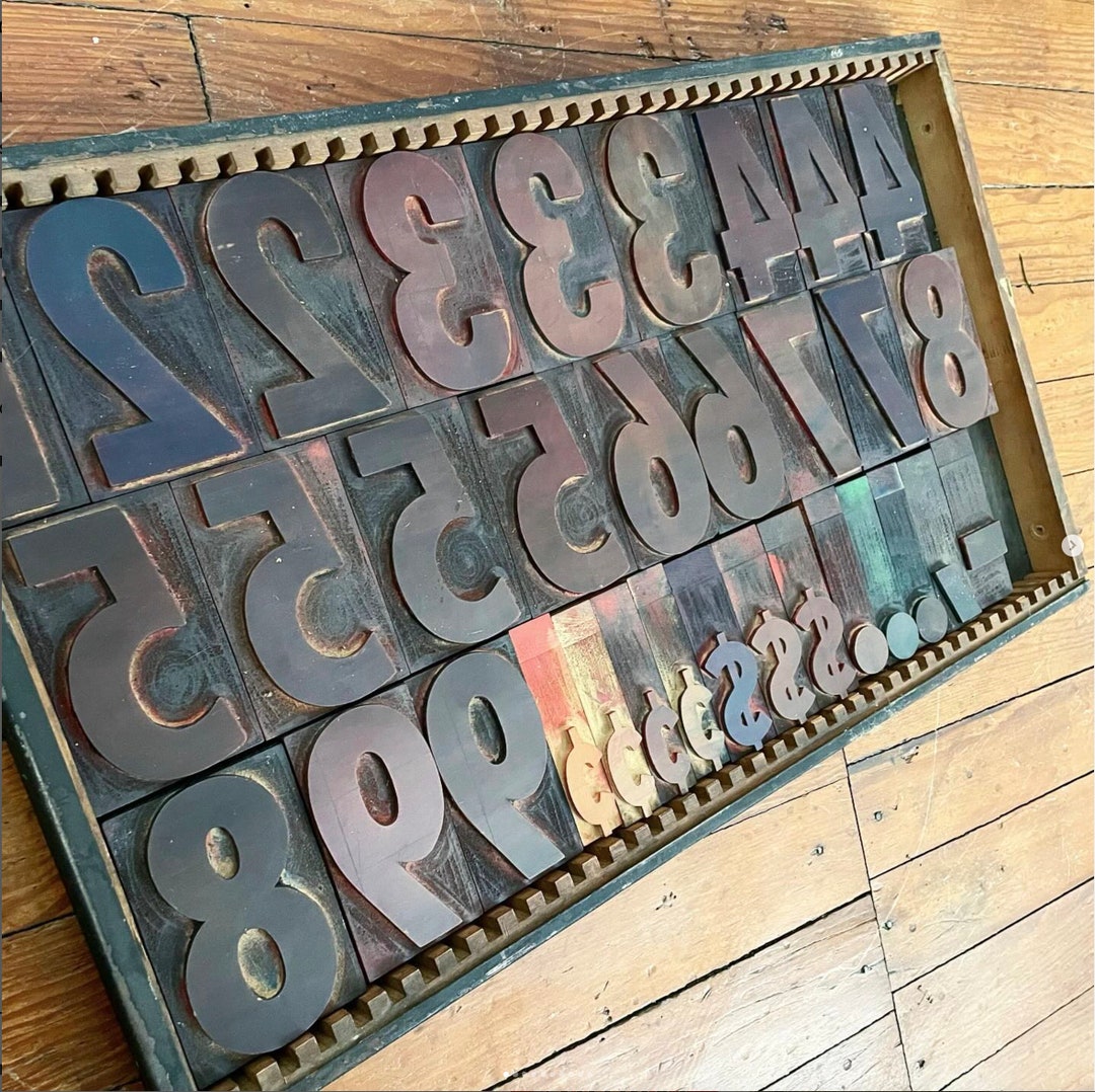 Vintage Letterpress Wood Type Block 4 Inches Tall Number Symbol ...