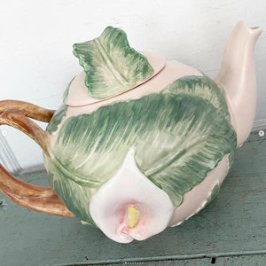 Vintage Teapot Calla Lily Fitz & Floyd Embossed Hand-painted Flower ...