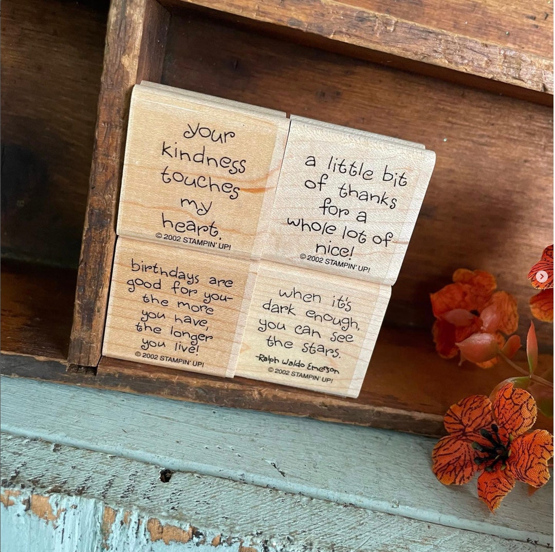 Vintage Rubber Stamp PHRASES Wood Base Block Mount Stampin - Etsy