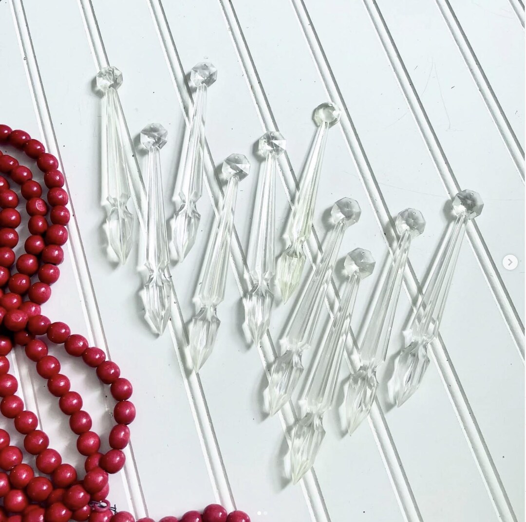 Vintage Clear Plastic Icicle Christmas Ornaments Faceted 6-inch Long ...
