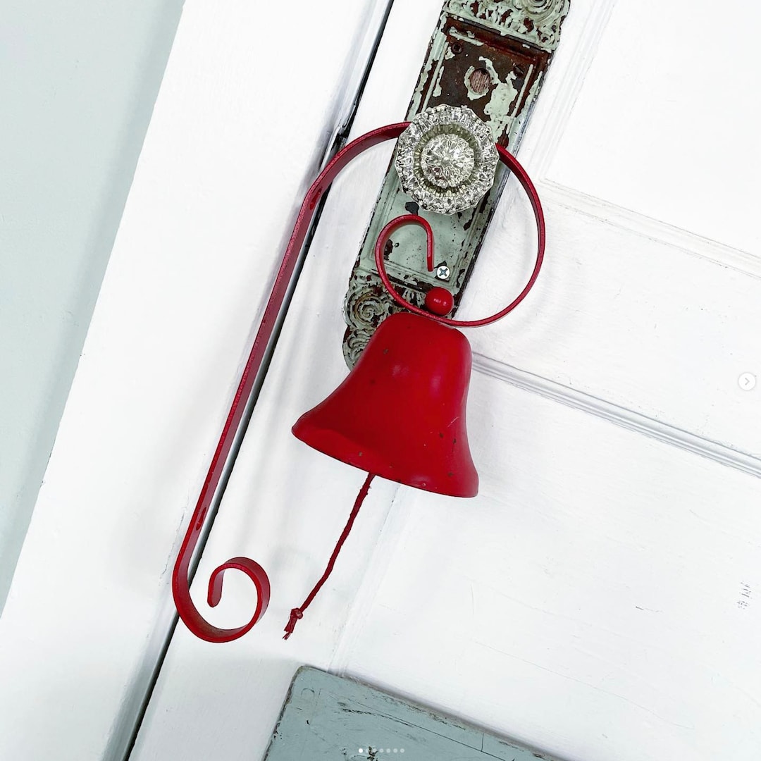 Vintage Metal Dinner Bell Painted Red Wall Hanging Loud Clang ...