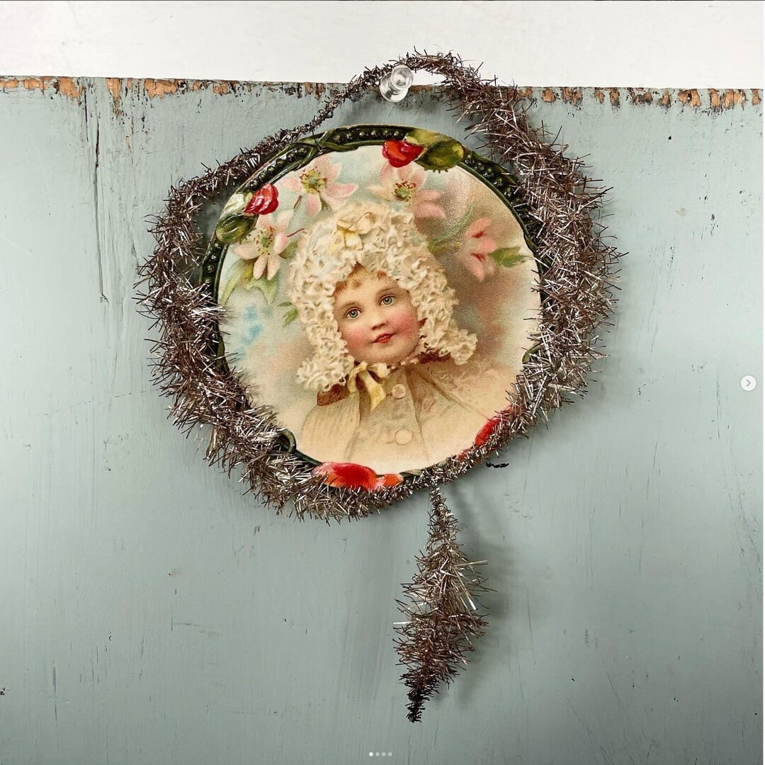 Antique Vintage Victorian Christmas Scrap Tinsel Garland Ornament ...