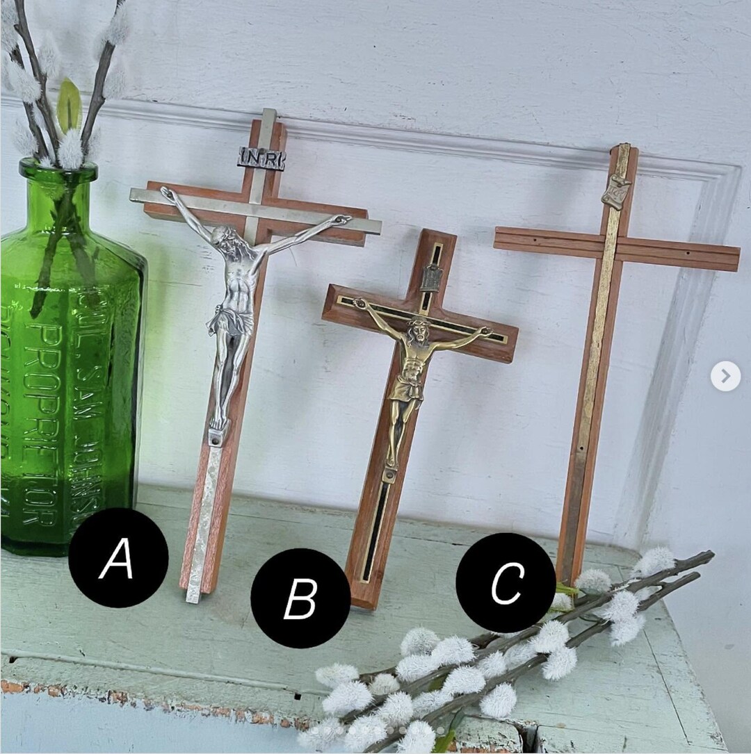 Vintage Crucifix Cross Casket Topper Wall Hanging Religious CHOICE OF ...