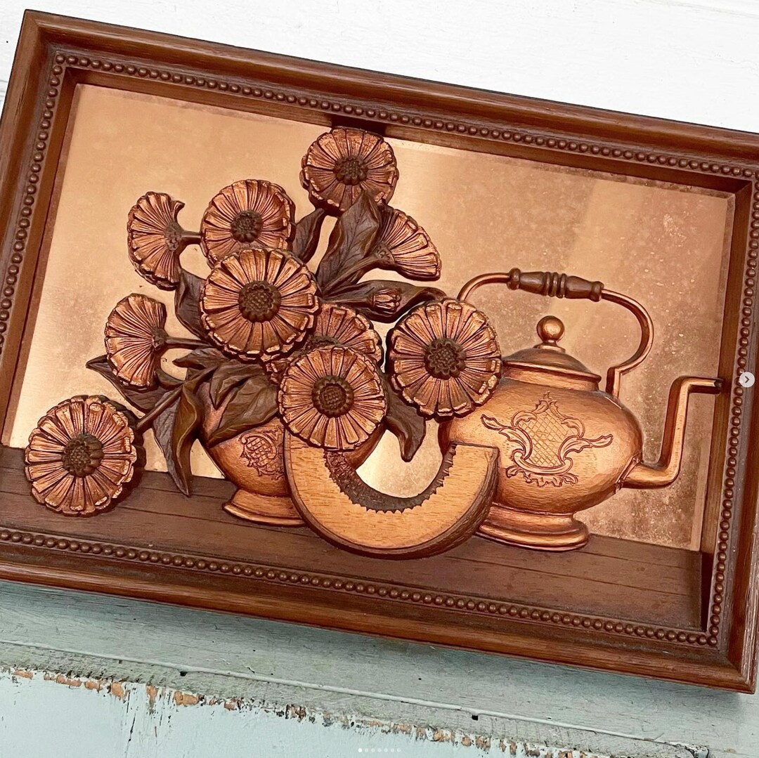 Vintage Coppercraft Guild Copper Painted Resin Plastic Dimensional 3D ...