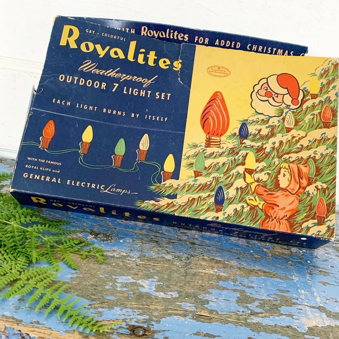 Vintage Christmas Royalites Lights Lighting Kit Box Lamps Weatherproof ...