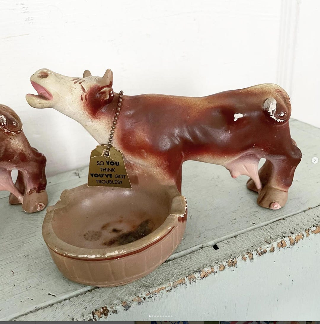 Vintage Chippy Cow Chalk Chalkware Composition Ashtray CHOICE OF ONE - Etsy