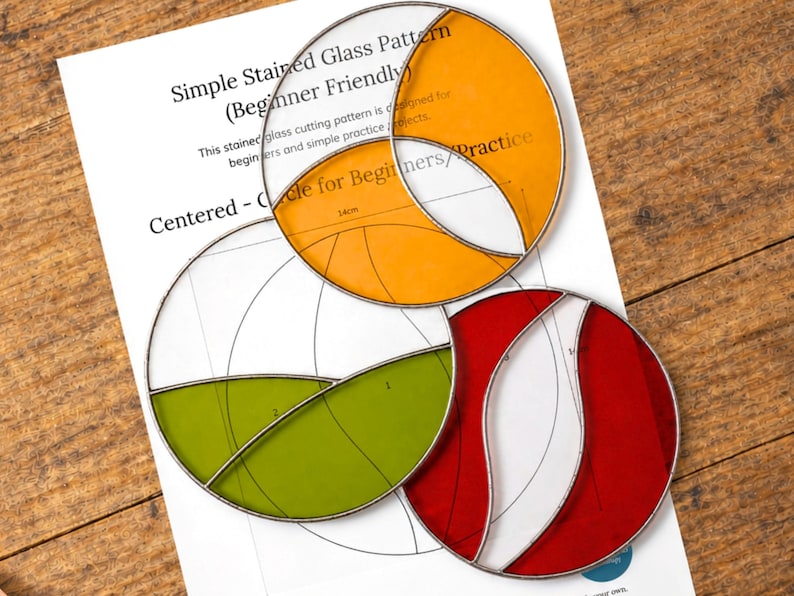 Beginner Stained Glass Pattern Bundle | 3 Colourful 'core' Circle ...