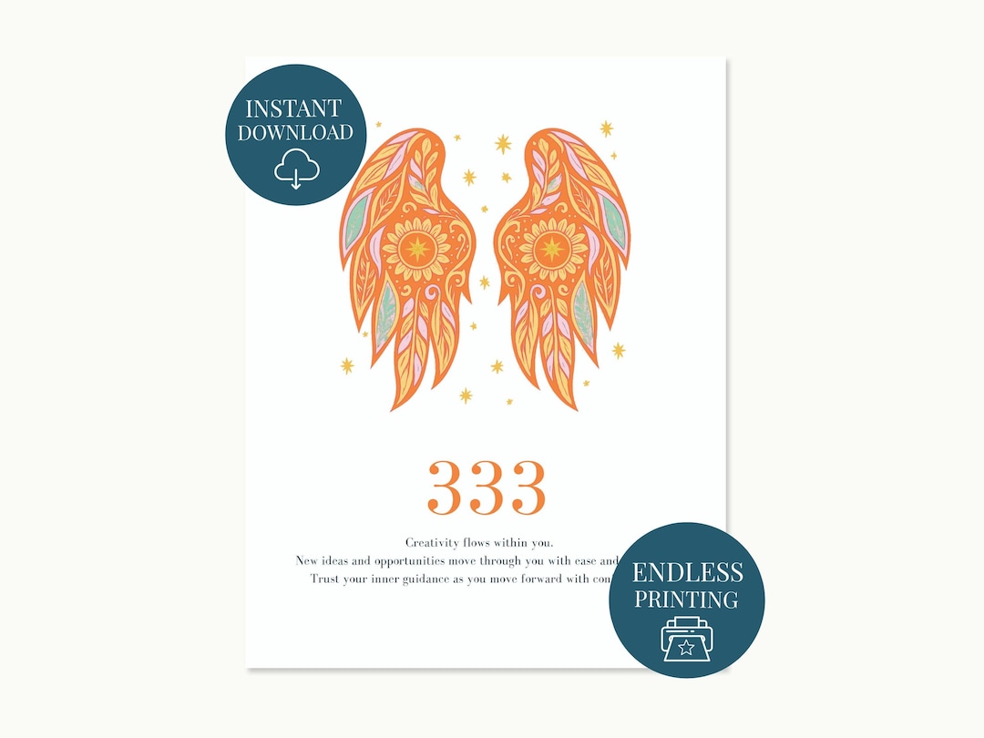 Angel Number 333 Print, Spiritual Wall Art, Numerology Printable ...