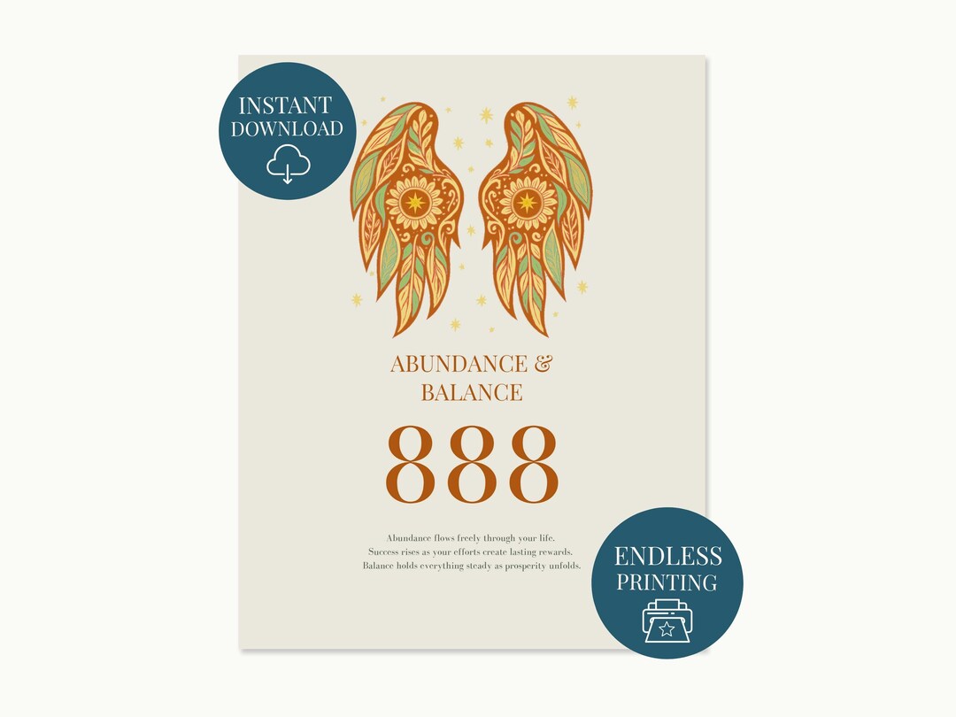Angel Number 888 Wings Print | Abundance & Balance (digital Download ...