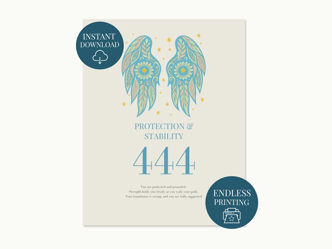 Angel Number 444 Poster | Protection & Stability | Numerology Print ...