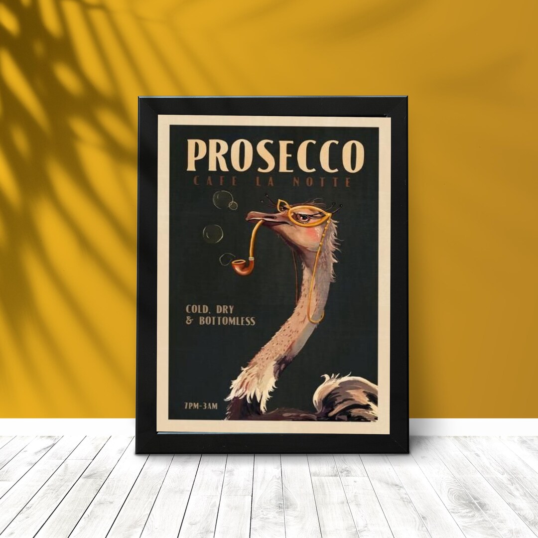 Vintage Art Deco Prosecco Poster. Cool Champagne Wine Drinker Print ...