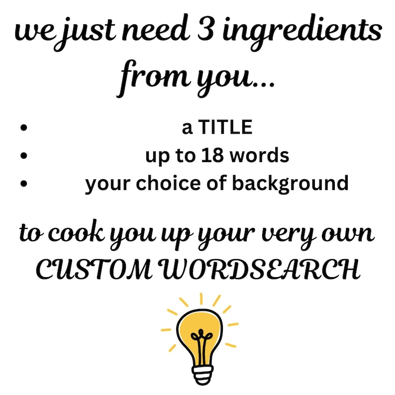 CUSTOM WORDSEARCH PUZZLE, Personalized Theme and Content, for Any ...