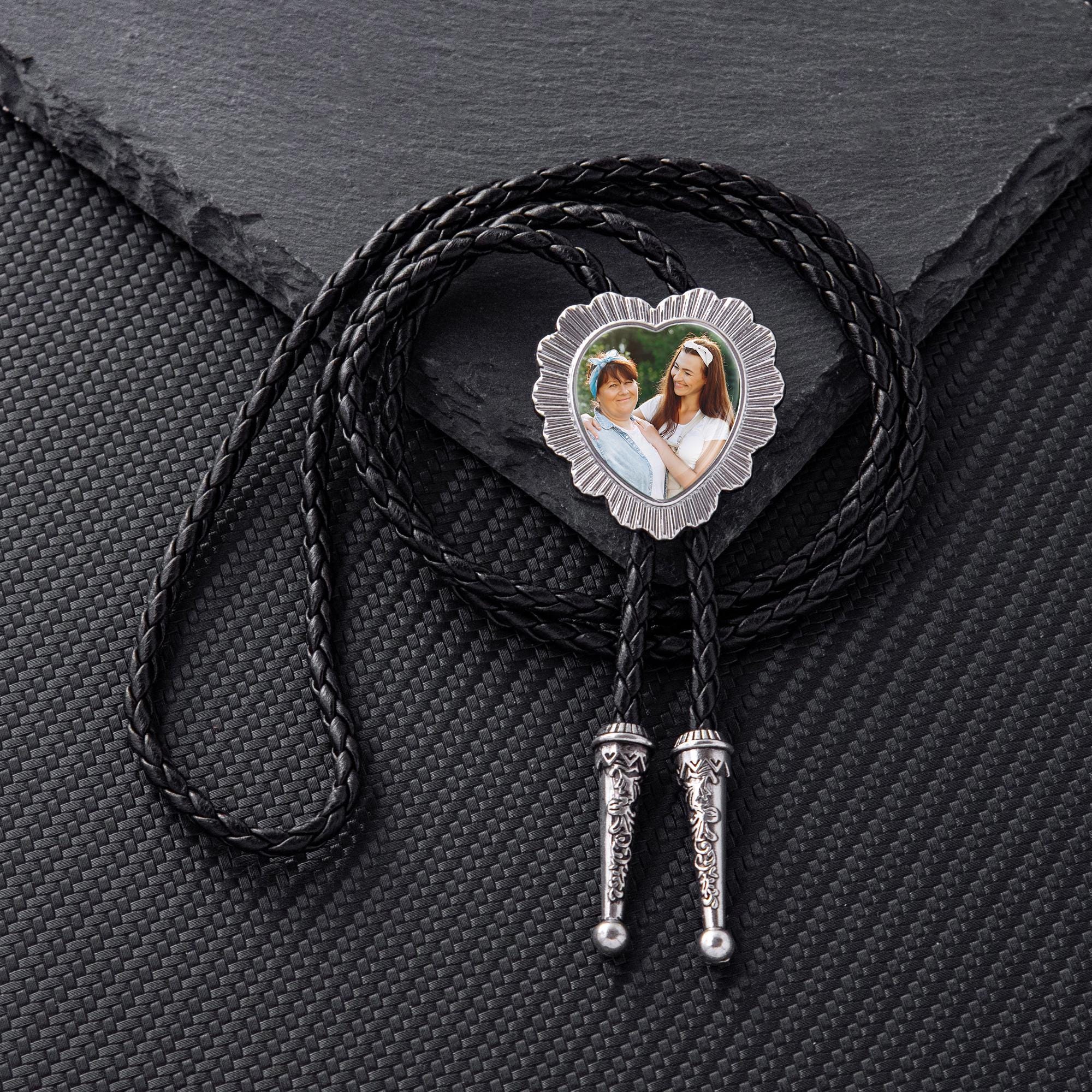 Custom Heart Photo Bolo Tie, Custom Bolo Tie, Leather Cowboy Necktie ...