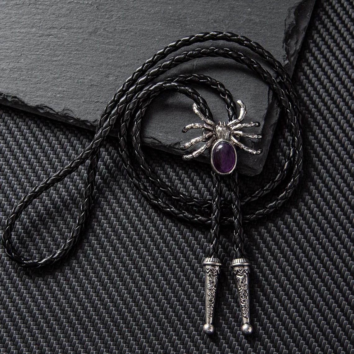 Bolo Ties, Spider Gem Bolo Tie, Bolo Tie With Leather Cord, Women Bolo ...
