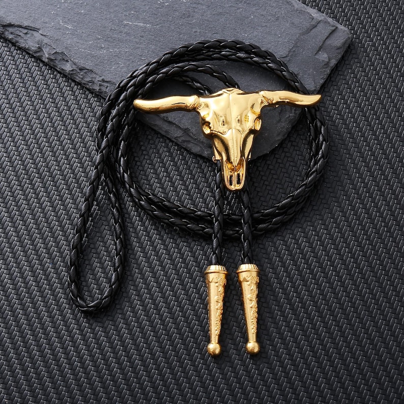 Western Bull Skull Bolo Tie, Wedding Bolo Tie,bolo Tie With Adjustable ...