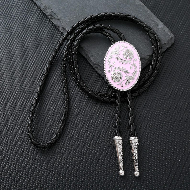 Women's Pink Bolo Tie,wedding Bolo Tie, Bolo Tie, Carved Flowers Bolo ...