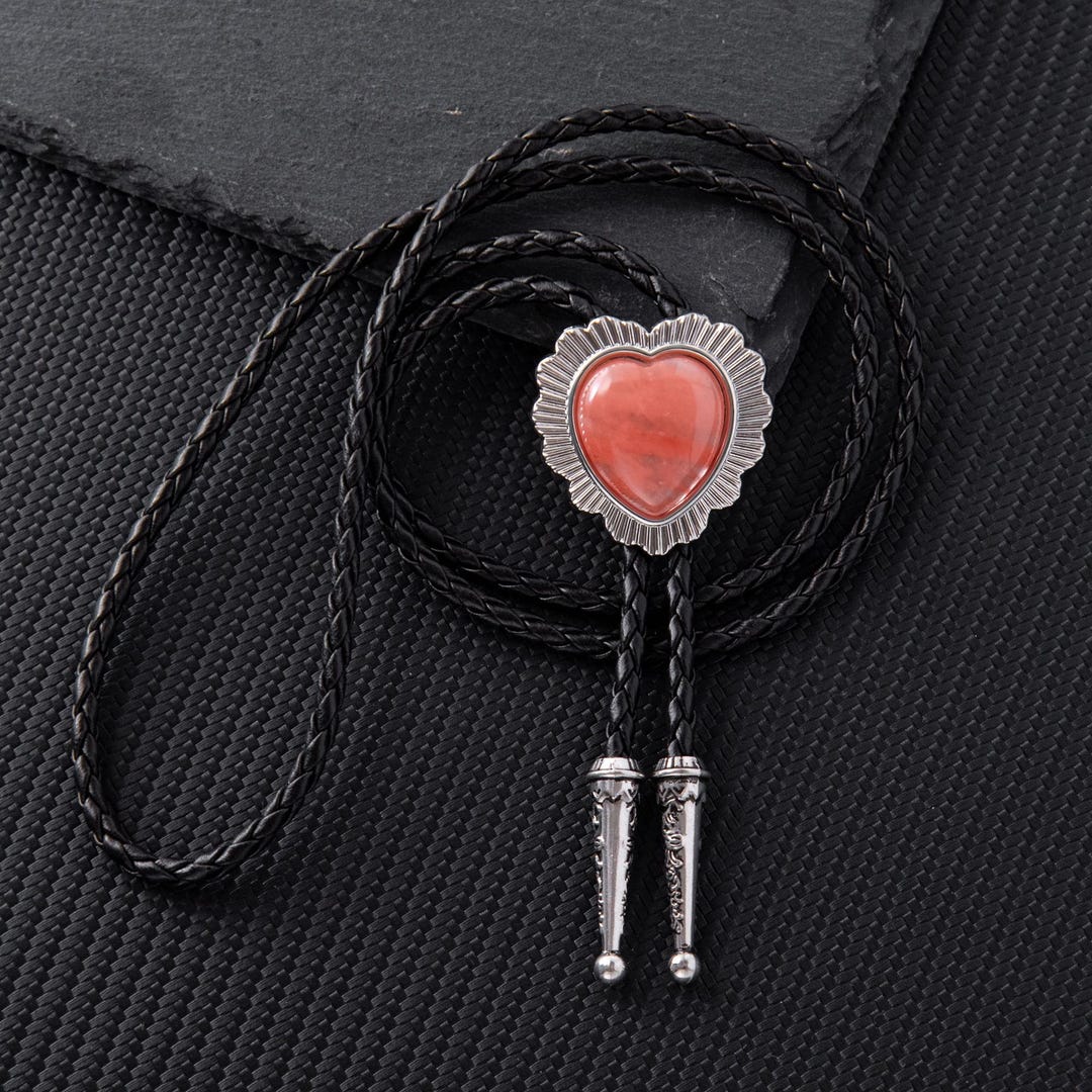 Handmade Heart Bolo Tie, Western Wedding Pink Stone Bolo Ties, Cowgril ...