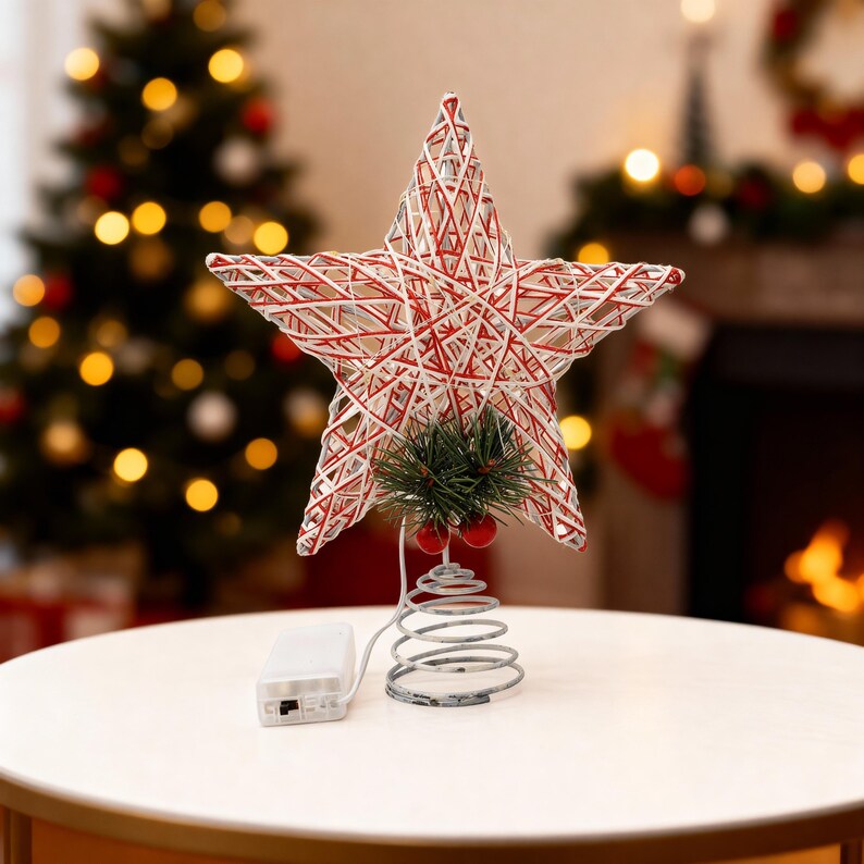 Tree Topper Star With Lights, Rustic Christmas Tree Topper Star, LED ...