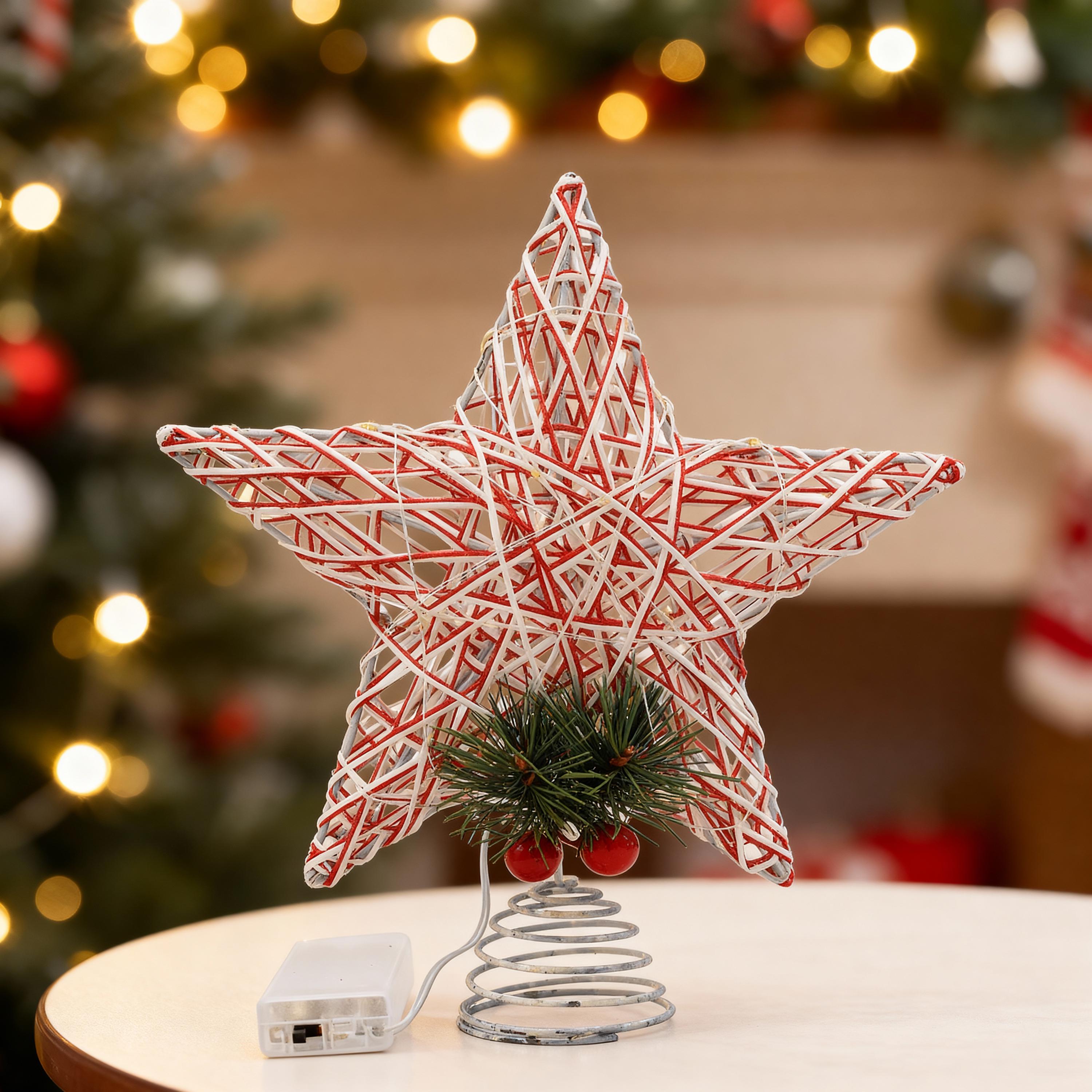 Tree Topper Star With Lights, Rustic Christmas Tree Topper Star, LED ...