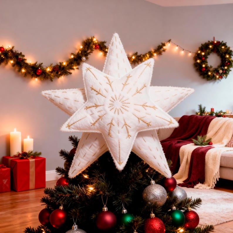 Felt Christmas Tree Topper, Felt Star Tree Topper, Handmade Tree Topper ...
