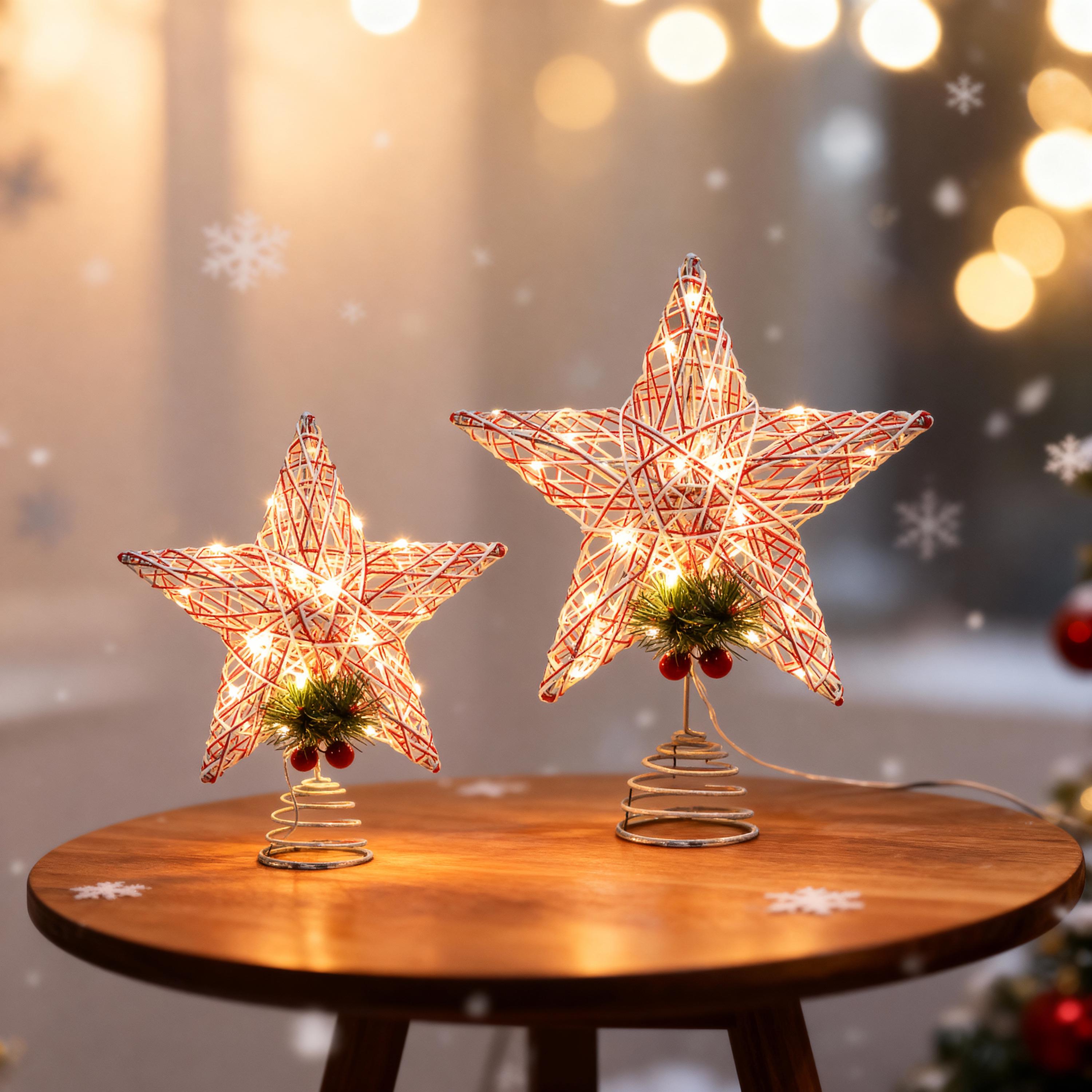 Tree Topper Star With Lights, Rustic Christmas Tree Topper Star, LED ...