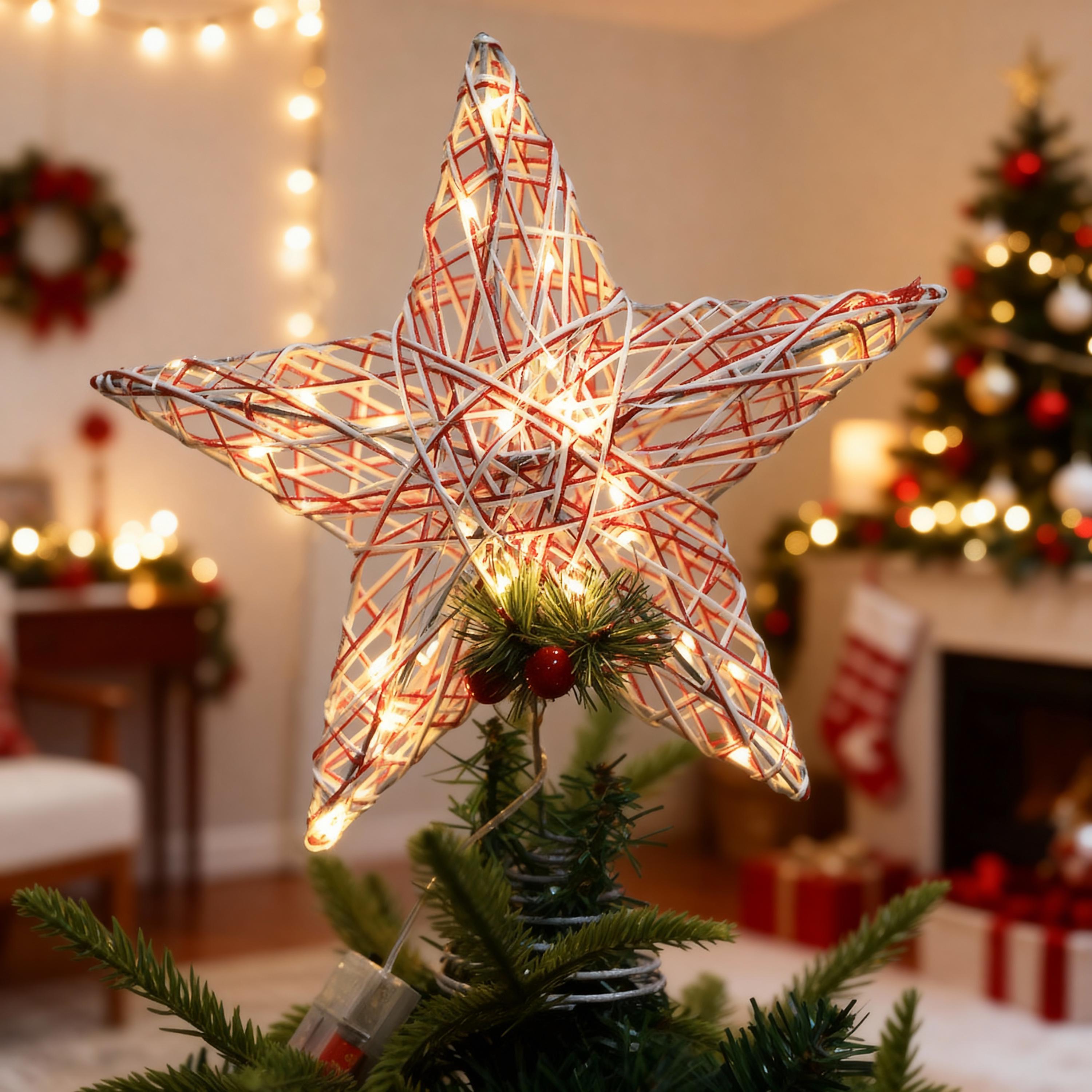 Tree Topper Star With Lights, Rustic Christmas Tree Topper Star, LED ...