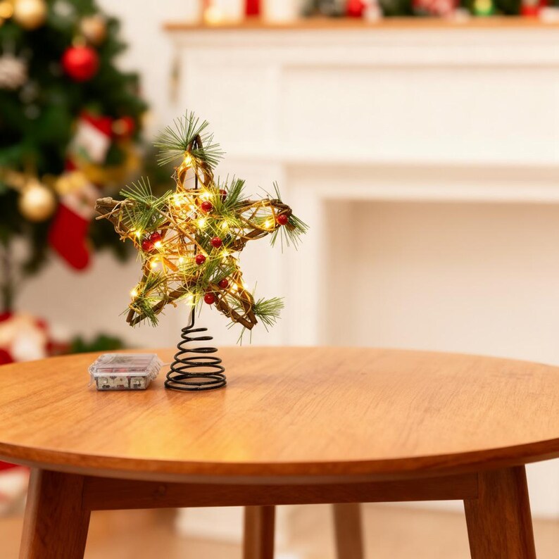 Christmas Star Tree Topper, Lighted Star Tree Topper,rustic Star Topper ...