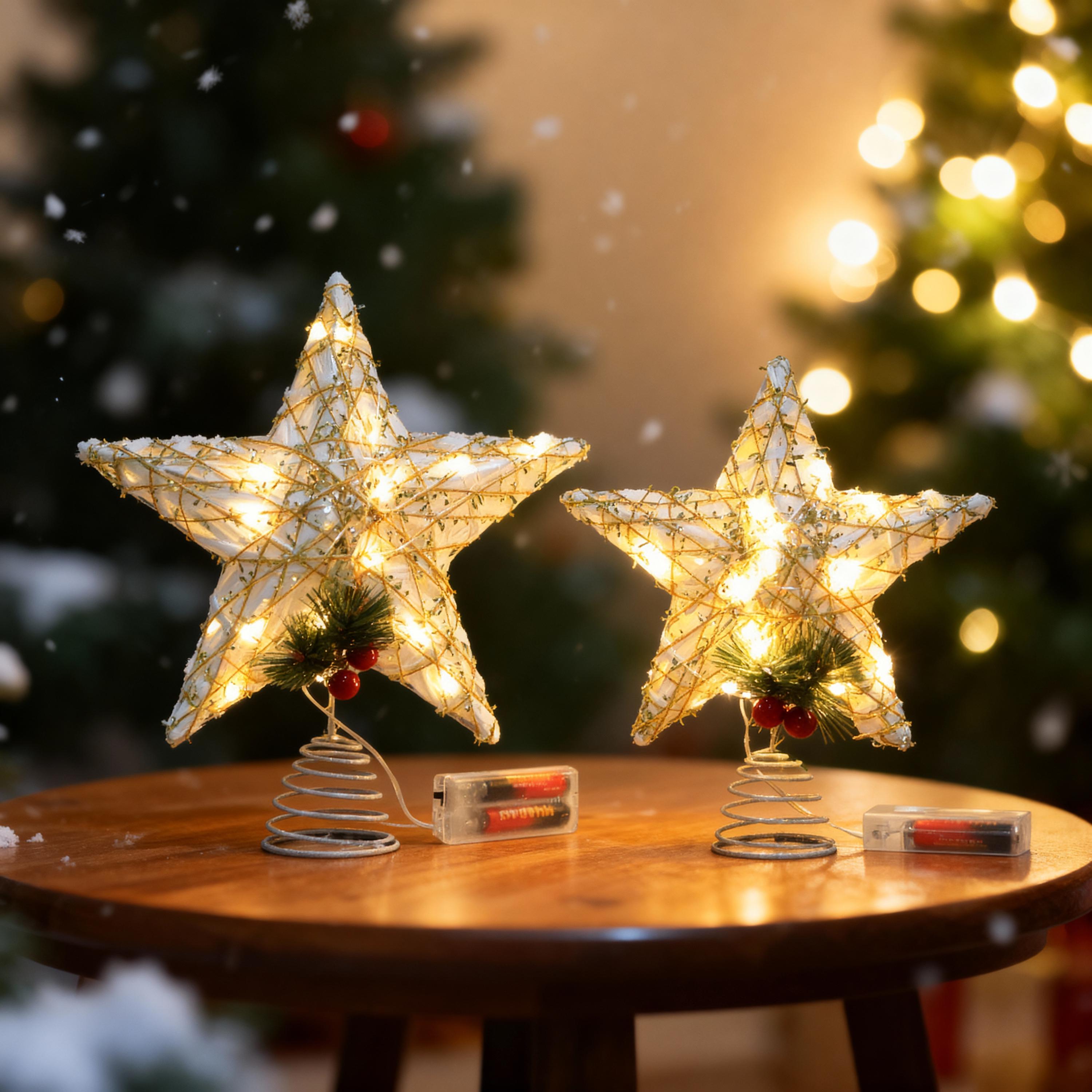 Tree Topper Star With Lights, Rustic Christmas Tree Topper Star, LED ...