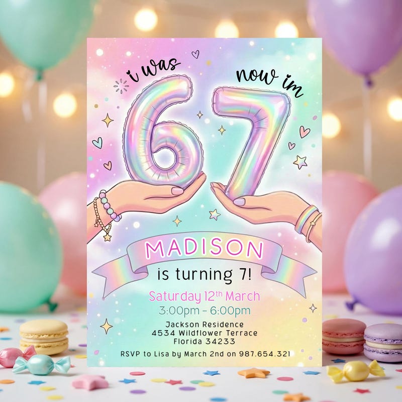 6 7 Birthday Printable - Etsy