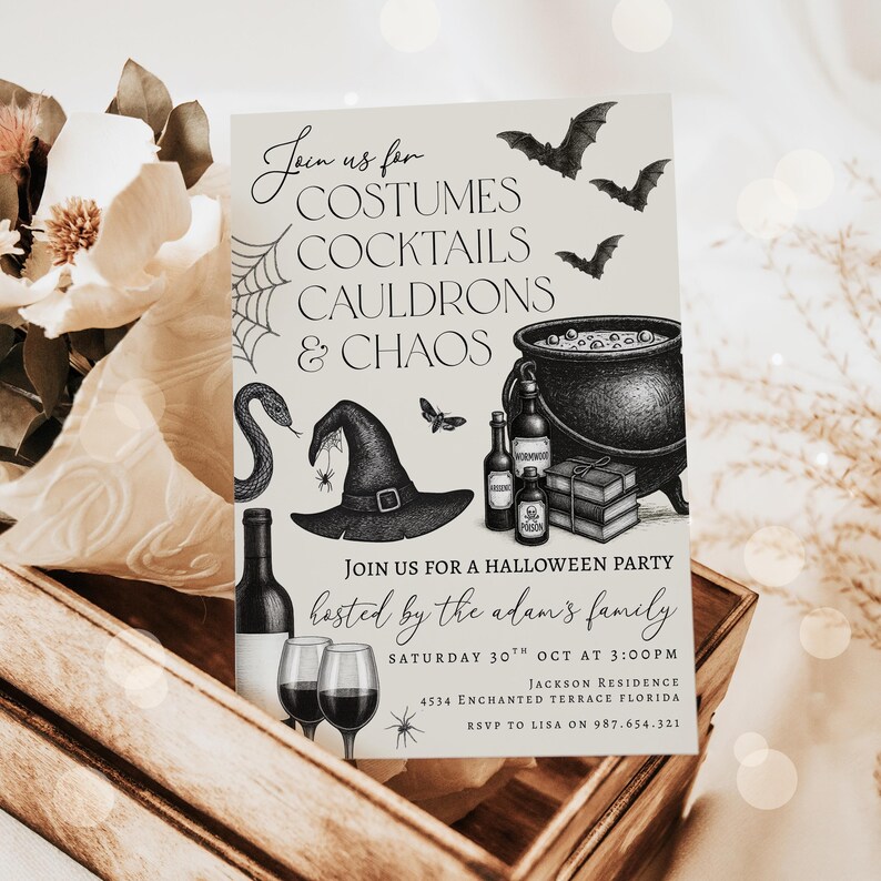 Vintage Halloween Invitation Template, Halloween Invite, Printable ...
