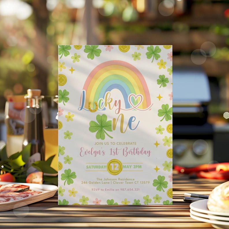 Editable Lucky One Birthday Invitation, 1st Birthday Invite, Lucky One ...