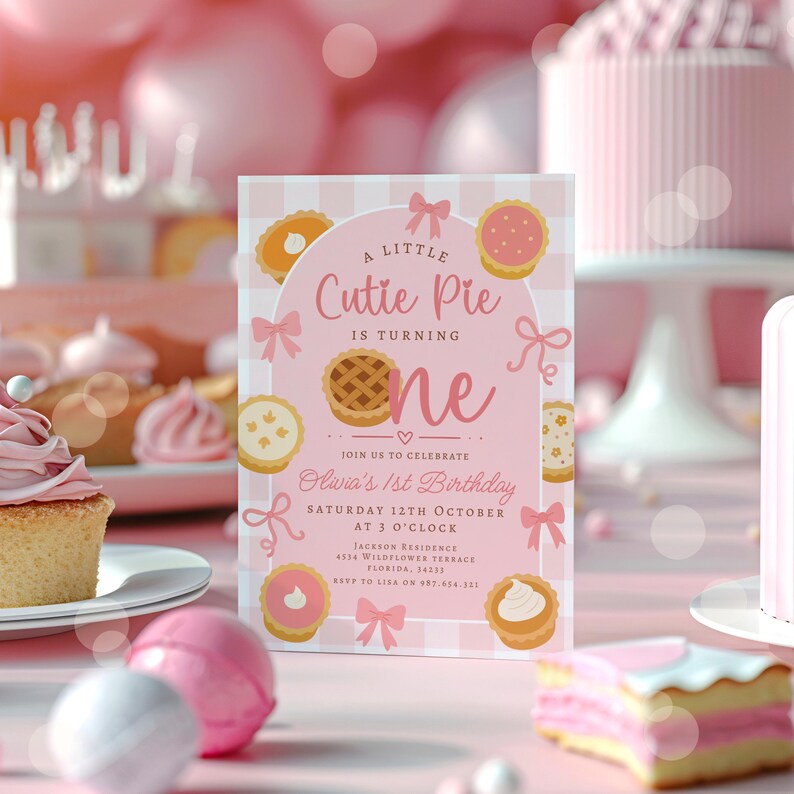 Cutie Pie First Birthday Invitation, A Little Cutie Pie is Turning One ...