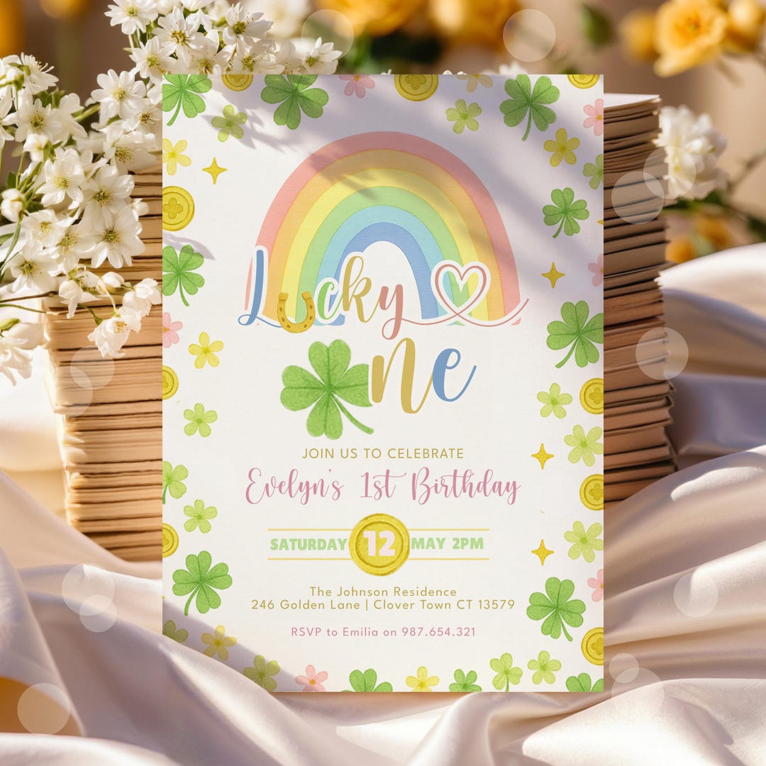 Editable Lucky One Birthday Invitation, 1st Birthday Invite, Lucky One ...