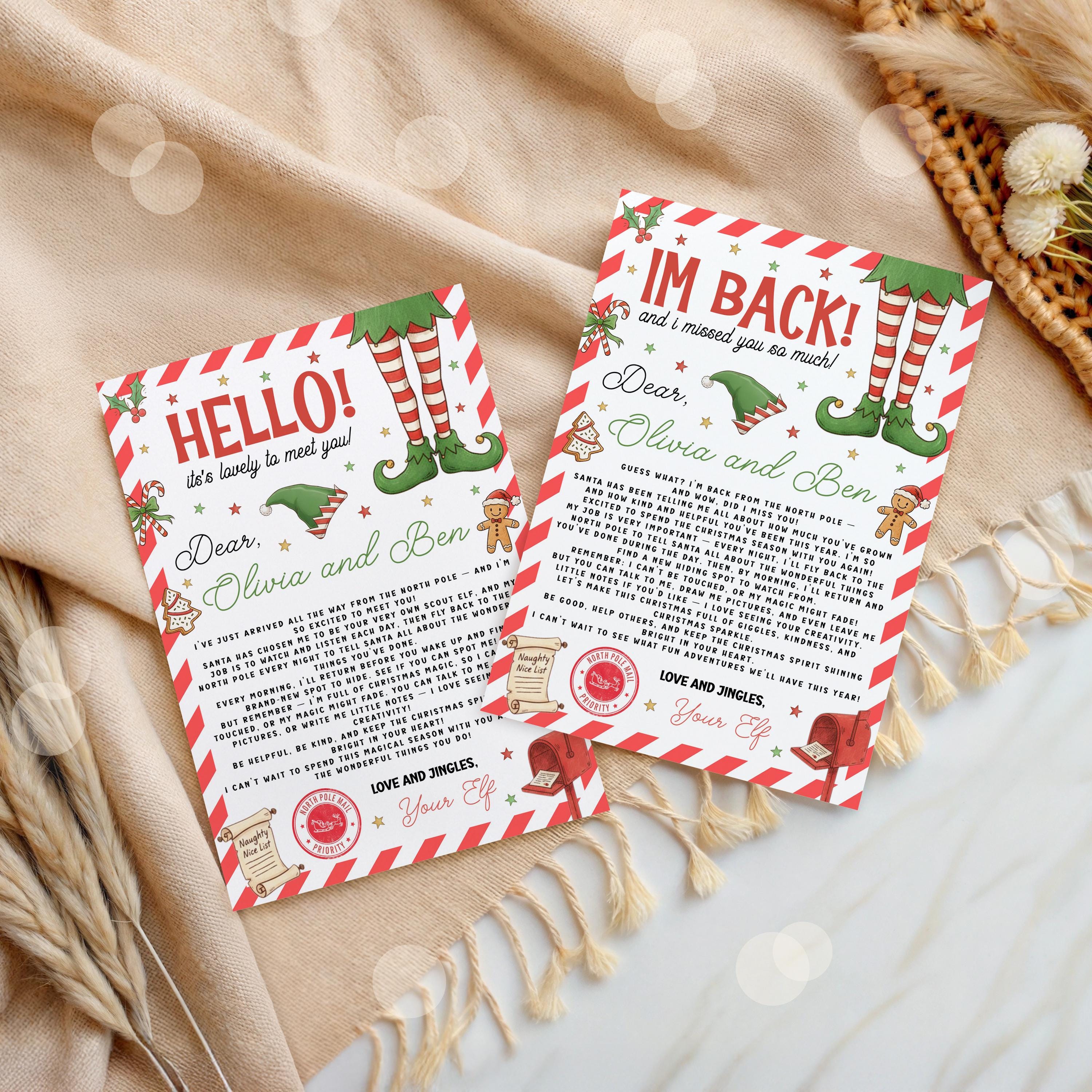 Elf Letter Set, Editable Hello, I’m Back & Goodbye Elf Letters ...