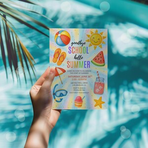 Goodbye School Hello Summer Invitation, Editable Pool Party Invite ...