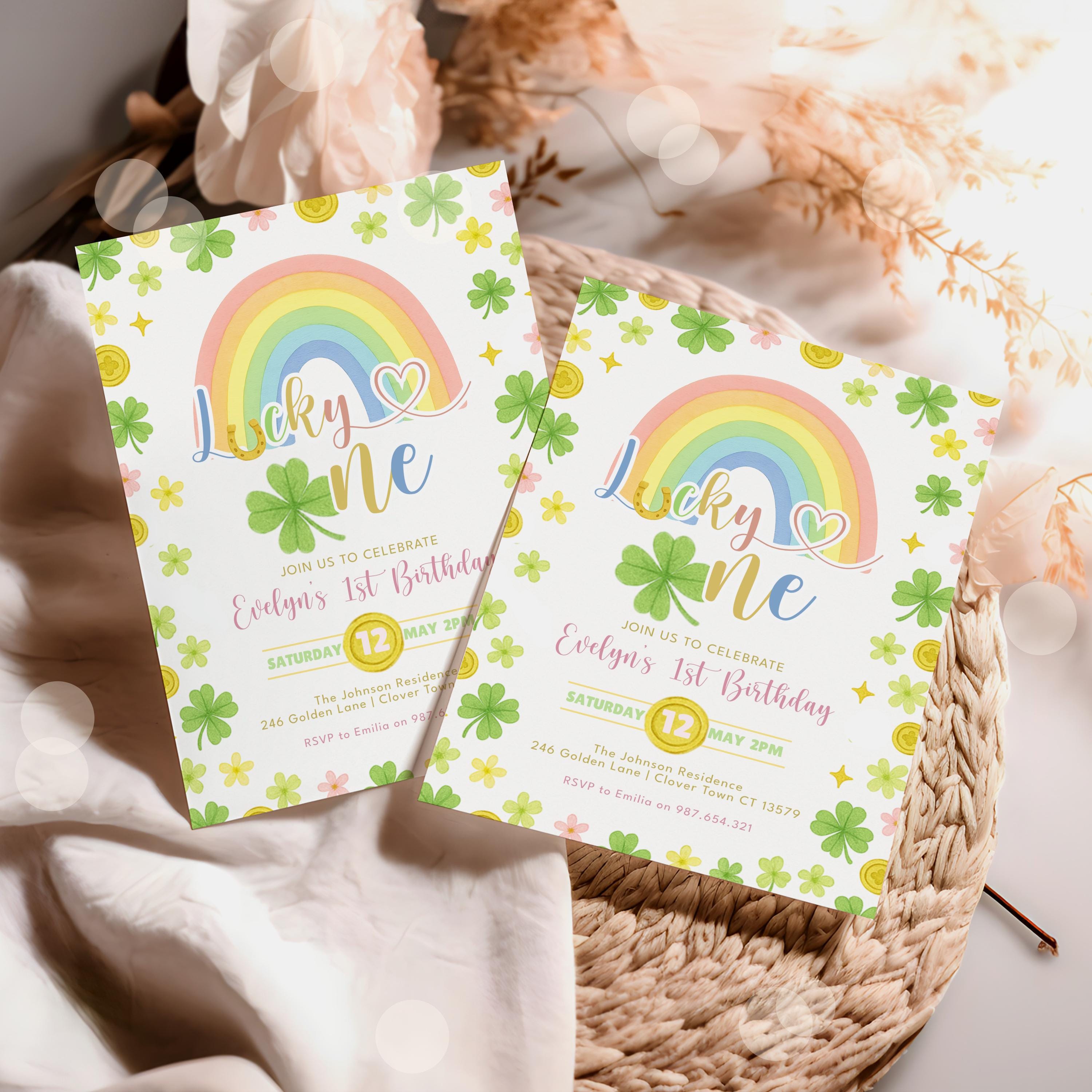 Editable Lucky One Birthday Invitation, 1st Birthday Invite, Lucky One ...