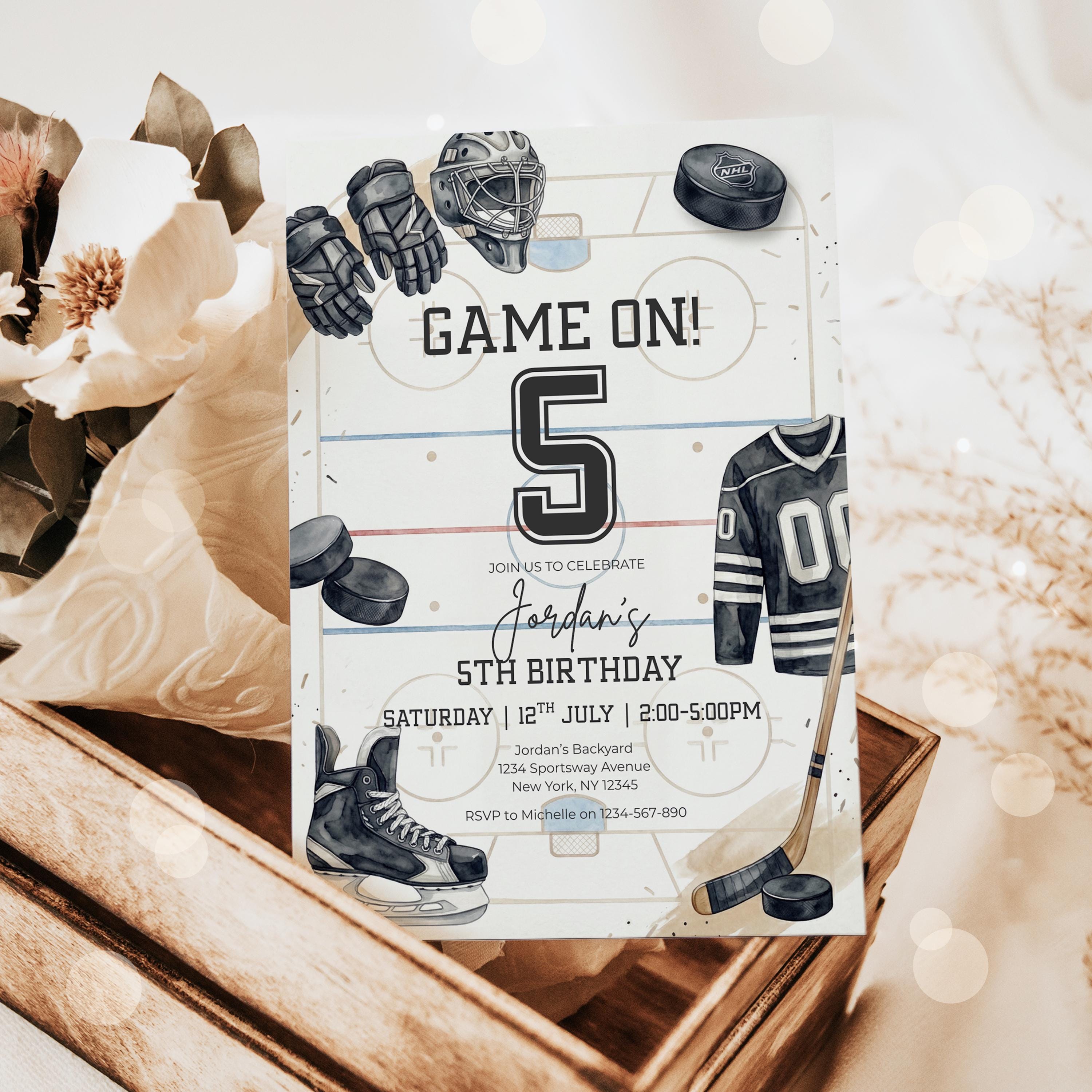 Hockey Birthday Invitation, Editable Game on Party Invite, Sports Theme ...