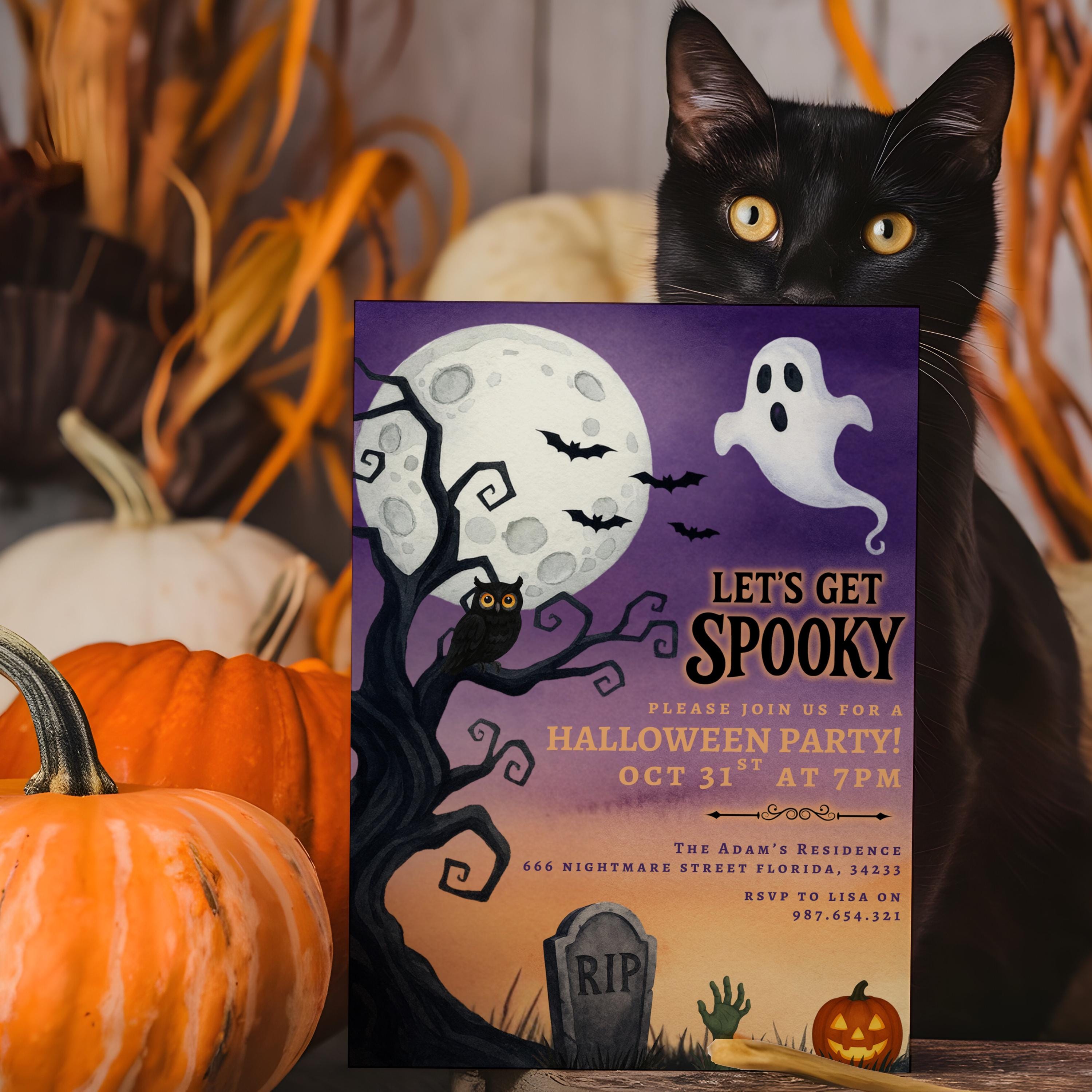 Editable Let's Get Spooky Halloween Party Invite, Halloween Invitation ...